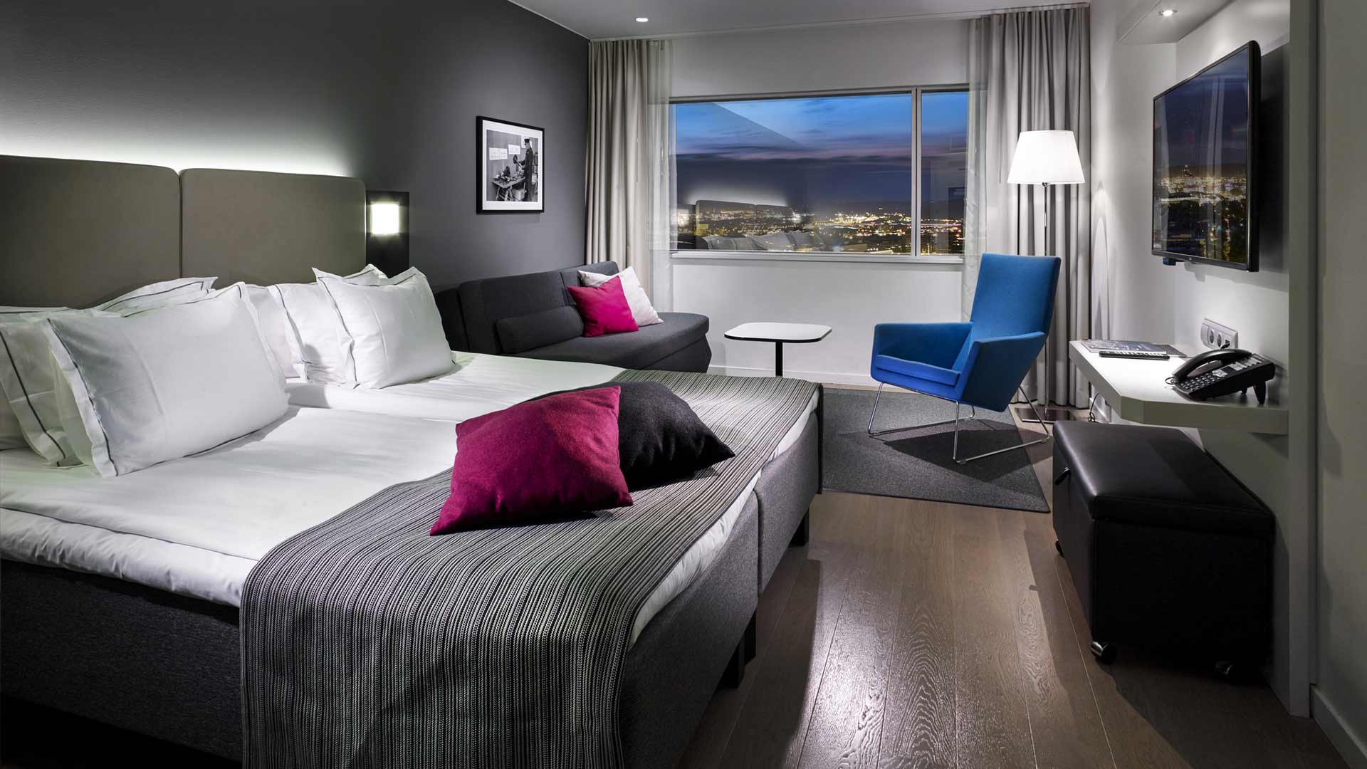 Standard View room at Gothia Towers in Gothenburg